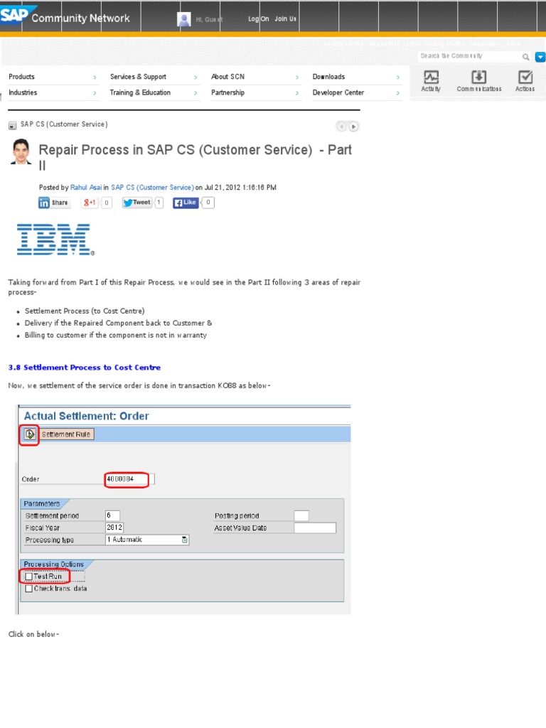 Repair Process in SAP CS - PartII (Cust Svce) - SCN | PDF | Twitter ...