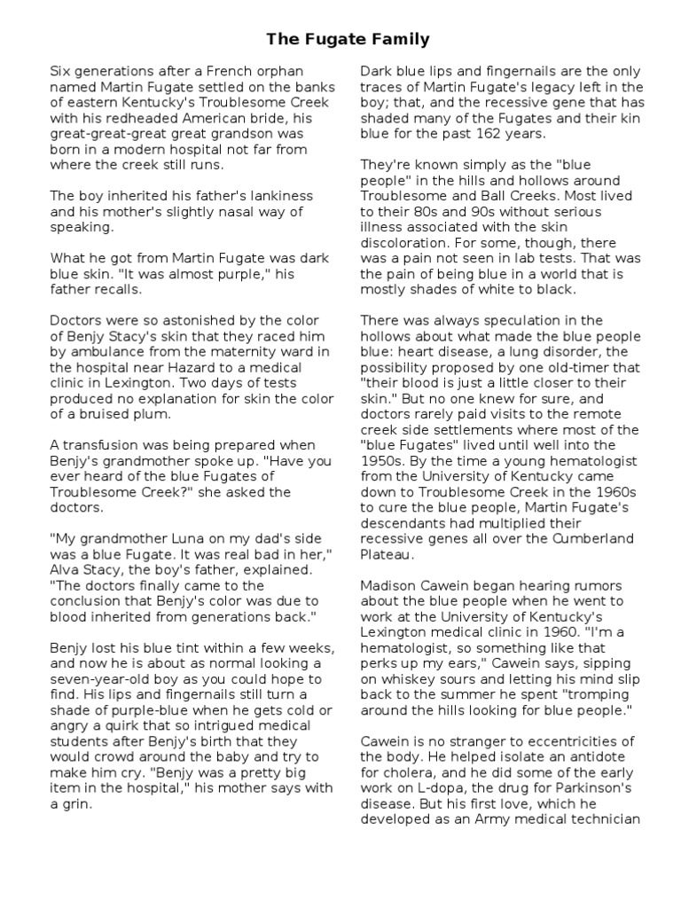 The Fugate Family | Allele | Zygosity