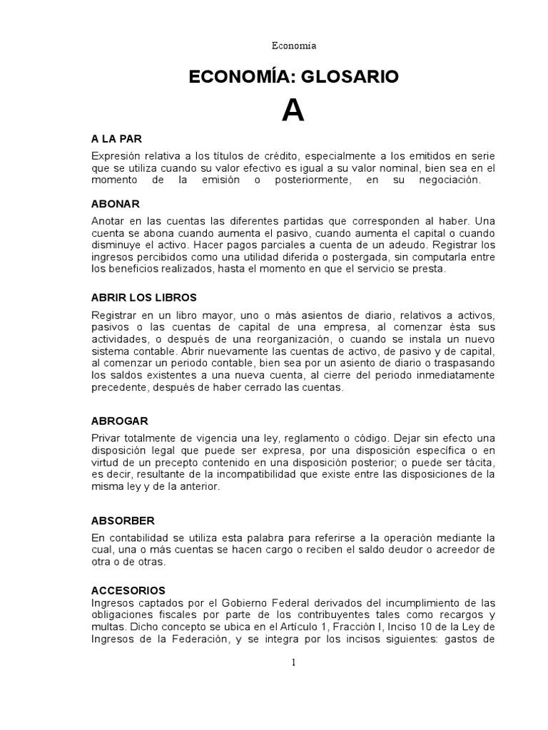 Glosario de Terminos Economicos | PDF | Compartir (Finanzas) | Contabilidad