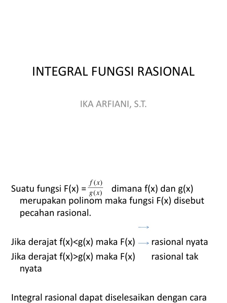5 Integral Fungsi Rasional | PDF