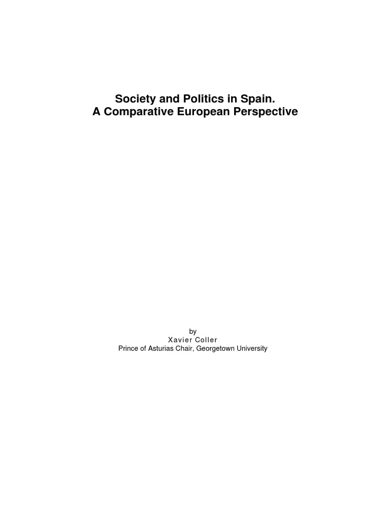 Society and Politics in Spain. A Comparative European Perspective | PDF ...