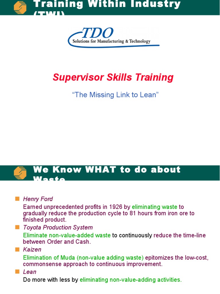 Training Within Industry (TWI) | PDF | Lean Manufacturing | Business ...
