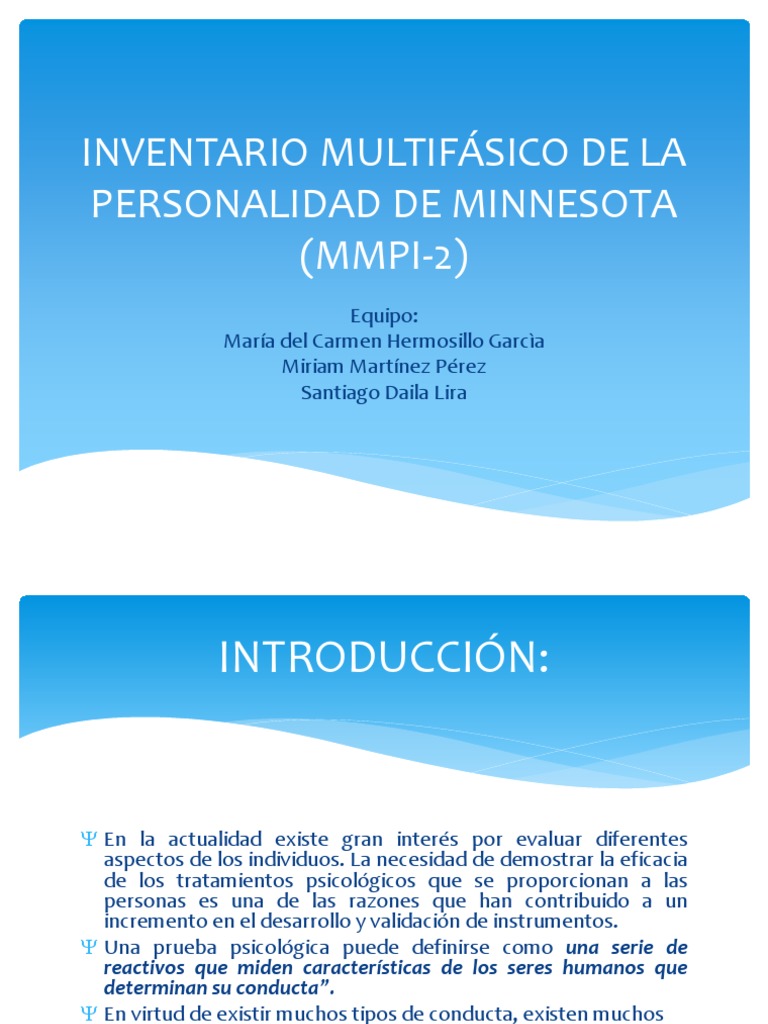MMPI - 2 Aplicacion y calificación.ppt