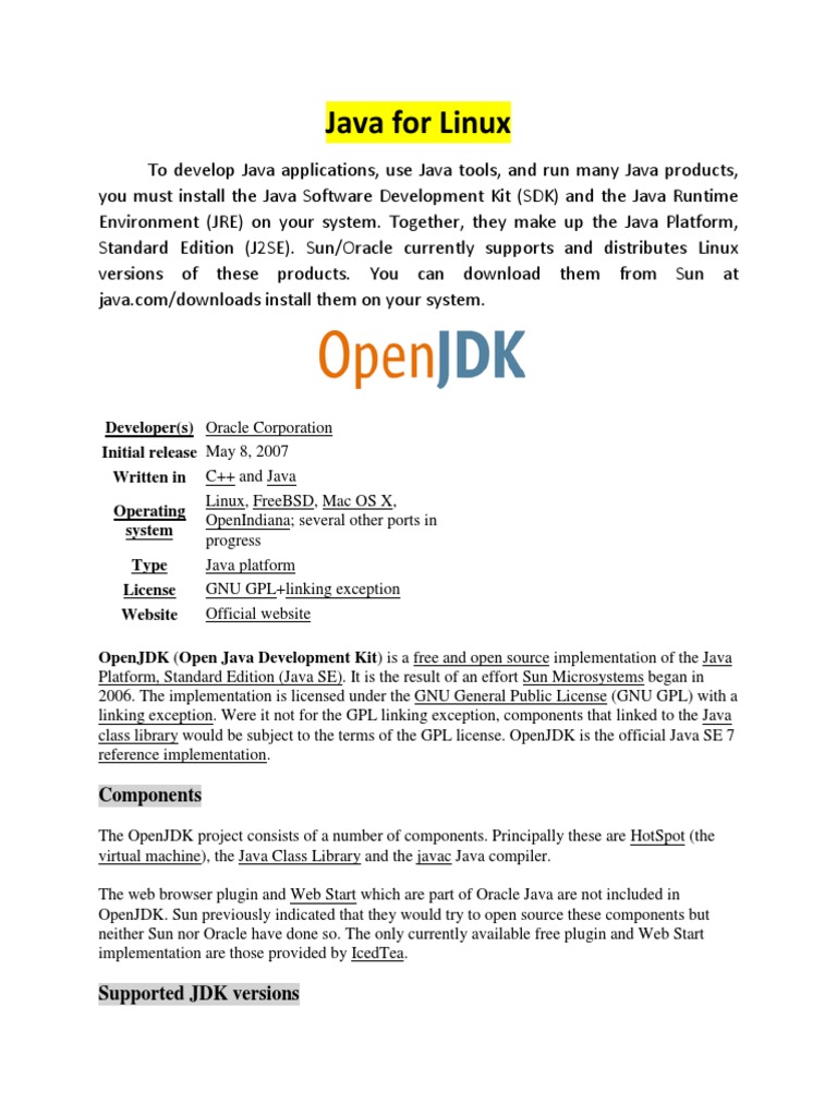 Java in Linux | Download Free PDF | Java (Software Platform) | Java ...