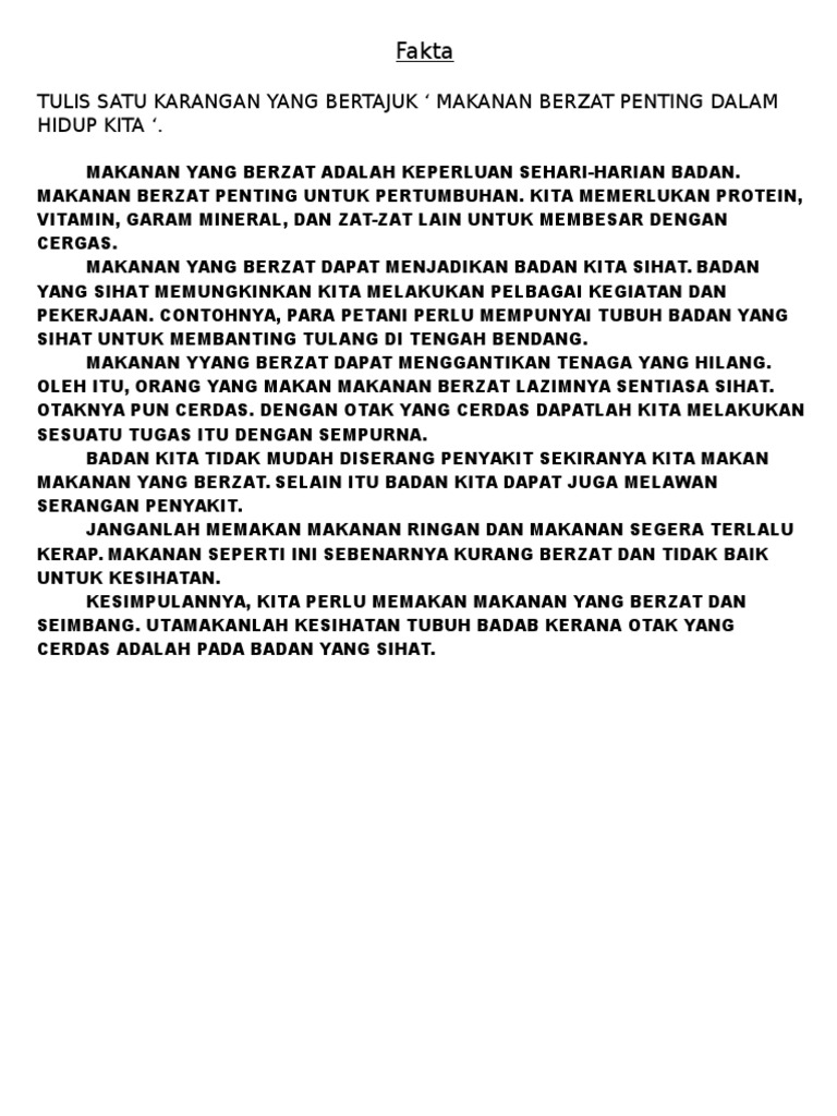 Contoh Karangan Fakta | PDF