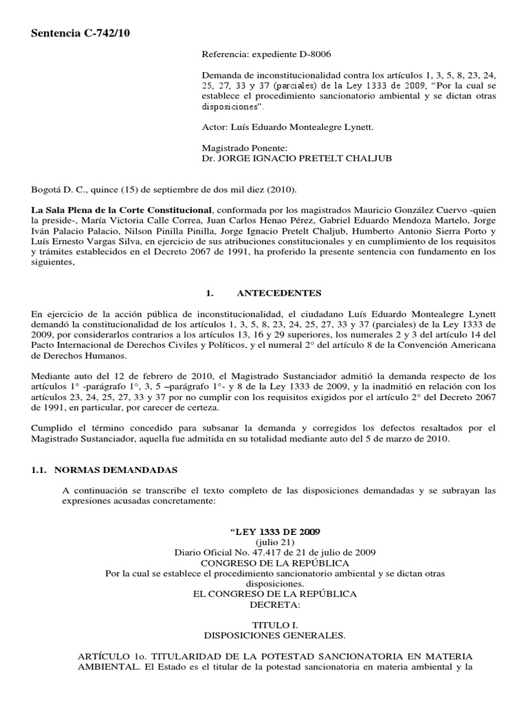 Sentencia Ejemplos | PDF | Derecho Constitucional | Constitución