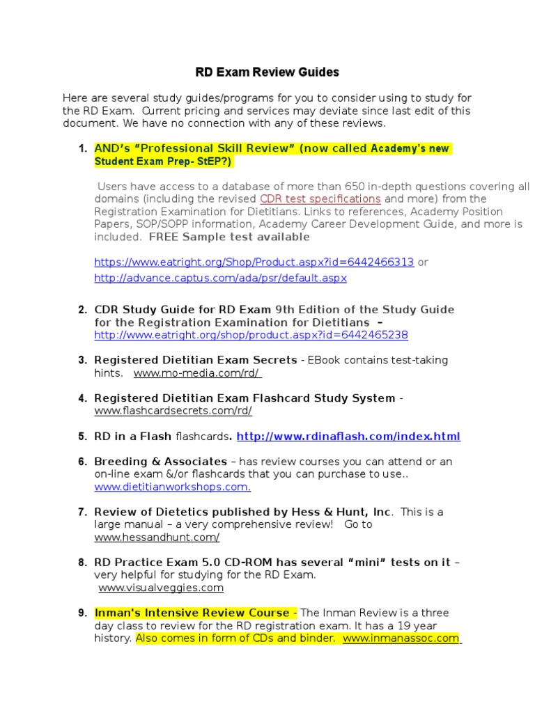 RD Exam Review Guides | Download Free PDF | Computing | Computing And ...