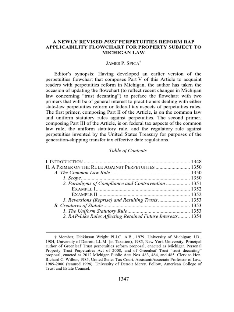 A Newly Revised Post Perpetuities Reform RAP Applicability Flowchart ...