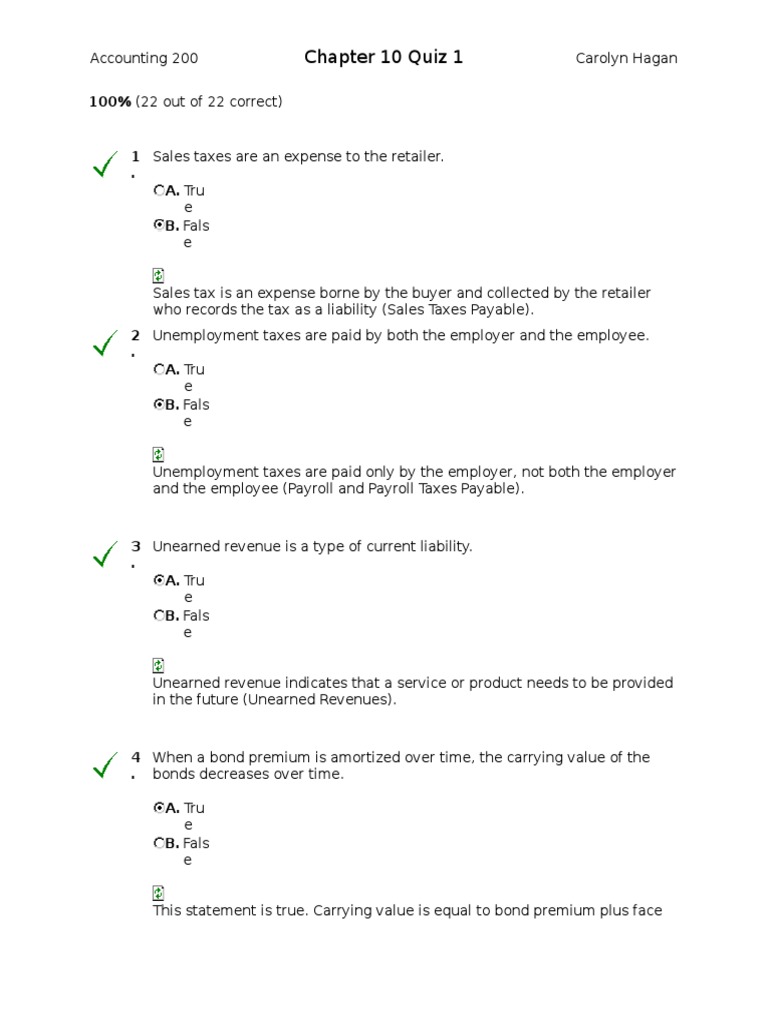 Accounting 200 Chapter 10 Quiz Review | PDF | Government Finances | Payments