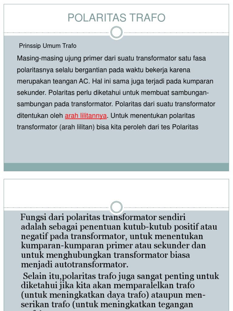 Pentingnya Polaritas pada Transformator | PDF