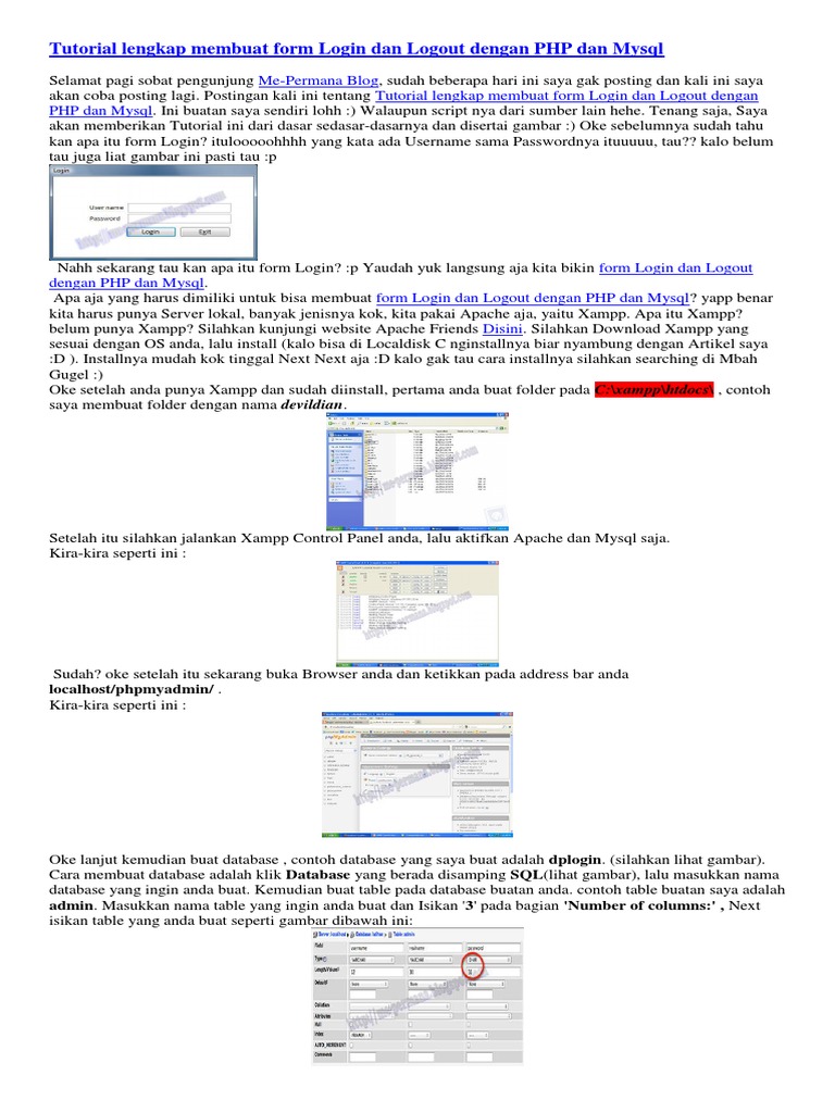Tutorial Lengkap Membuat Form Login Dan Logout Dengan Php Dan Mysql Pdf Komputer