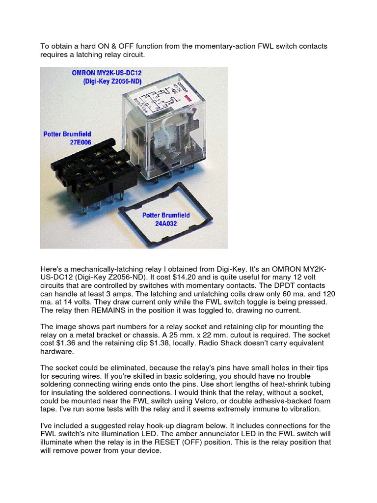 Latching Relay Circuit for Momentary Switch | PDF | Relay | Switch