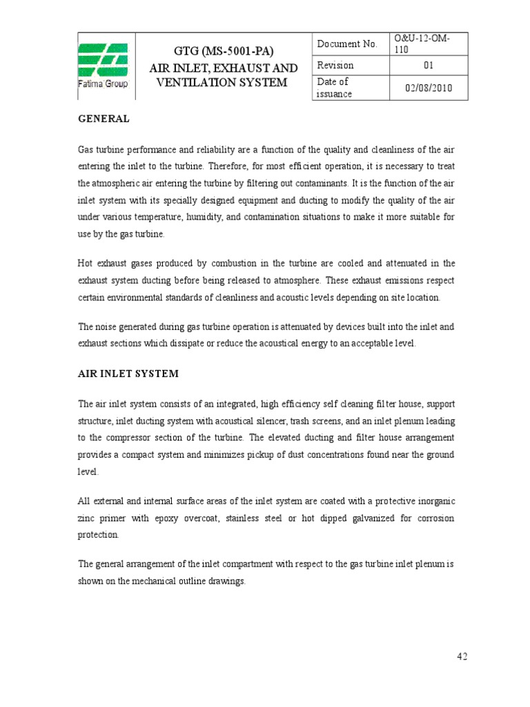 Air Inlet, Exhaust, Ventilation Systems | PDF | Duct (Flow) | Gas Turbine