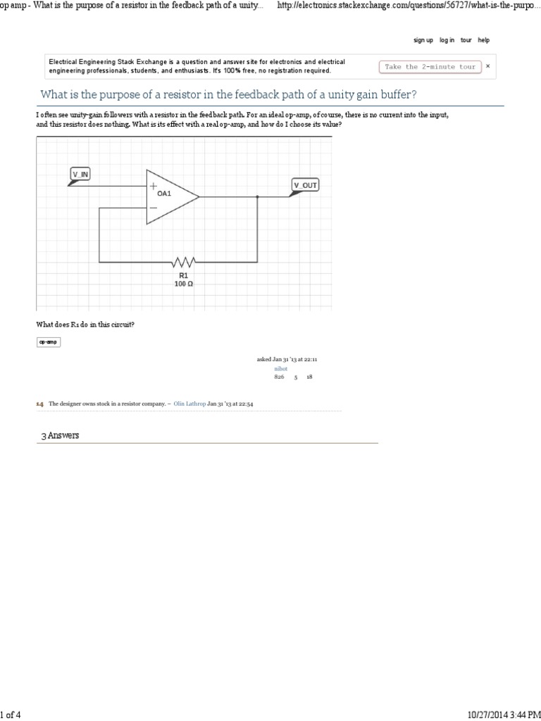 Feedback Resistor | Operational Amplifier | Analog Circuits