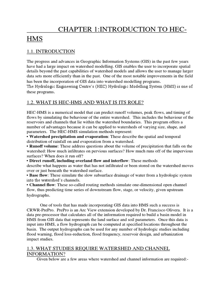 Chapter 1:introduction To Hec-HMS | PDF | Flood | Hydrology