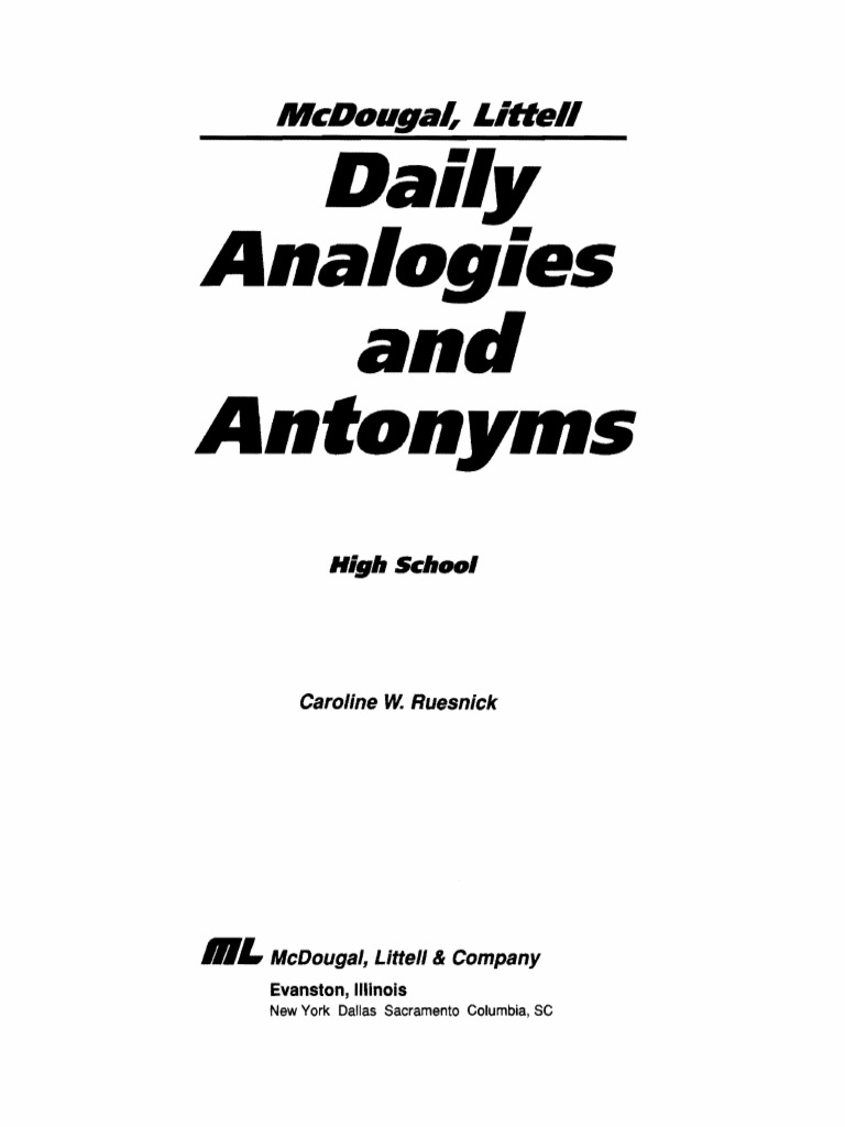 Analogies and Antonyms | Download Free PDF | Reason | Nature