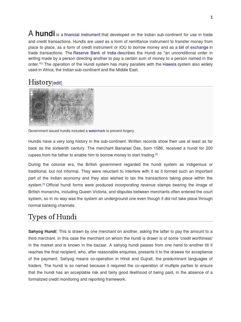 Hundi and Hawala | PDF | Banking | Economic Institutions
