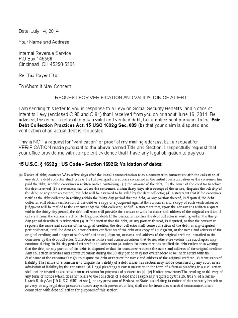 Debt Verification Request Template | PDF | Collection Agency | Virtue