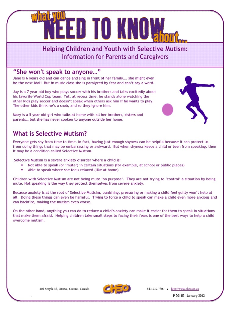 Selective Mutism ENG PDF | PDF | Anxiety | Anxiety Disorder
