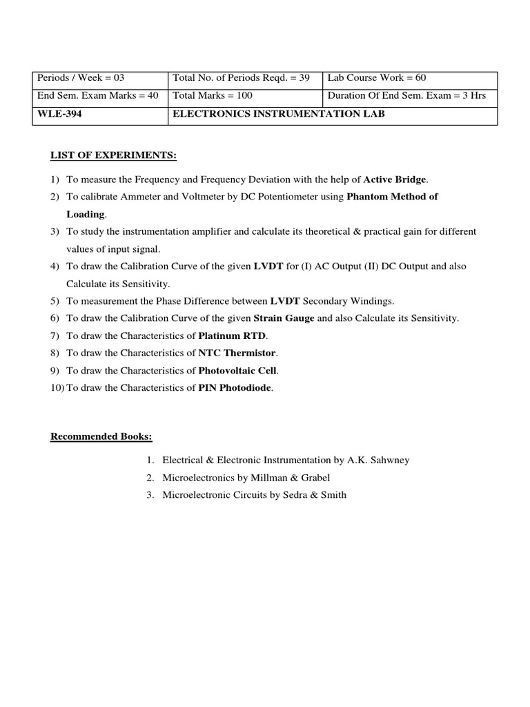 Electronics Instrumentation Lab Guide | PDF | Science & Mathematics