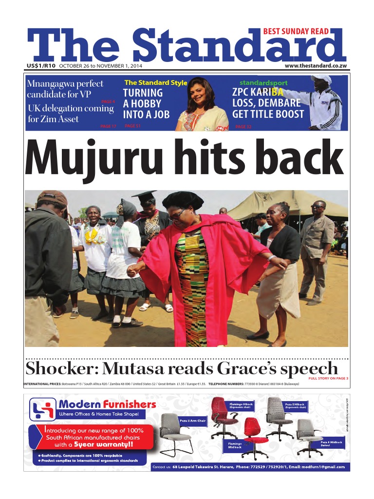 The Standar Newspaper 26 October 2014 | PDF | Robert Mugabe | Pollution