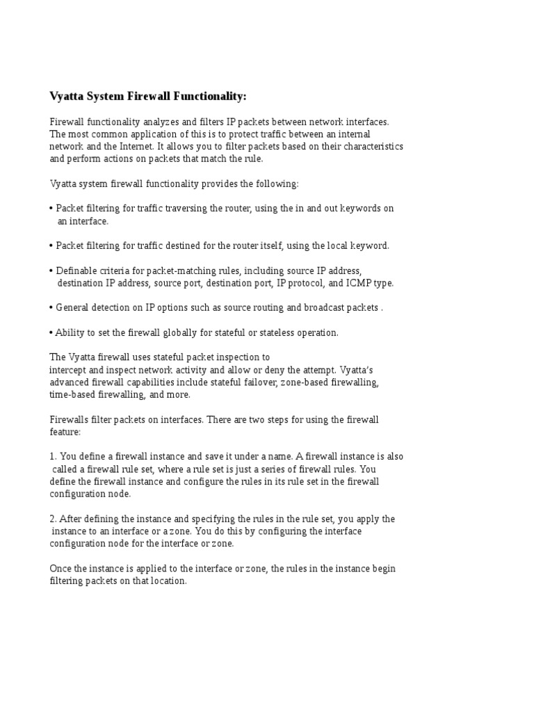 Vyatta Firewall | PDF | Firewall (Computing) | Router (Computing)