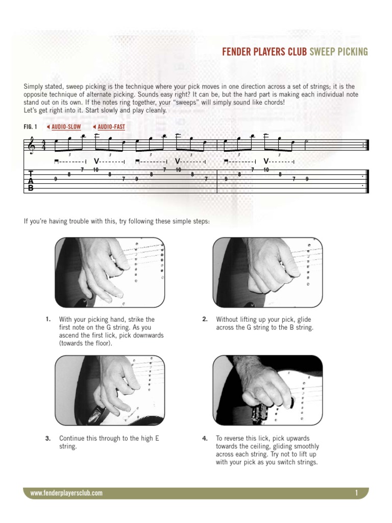 Fender Players Club: Sweep Picking | PDF | Musicology | Celtic Musical ...