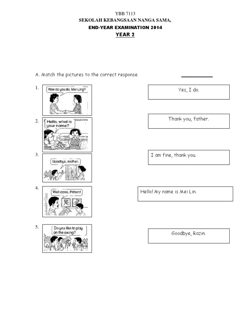 End Year Exam Year 2 English | PDF | Languages