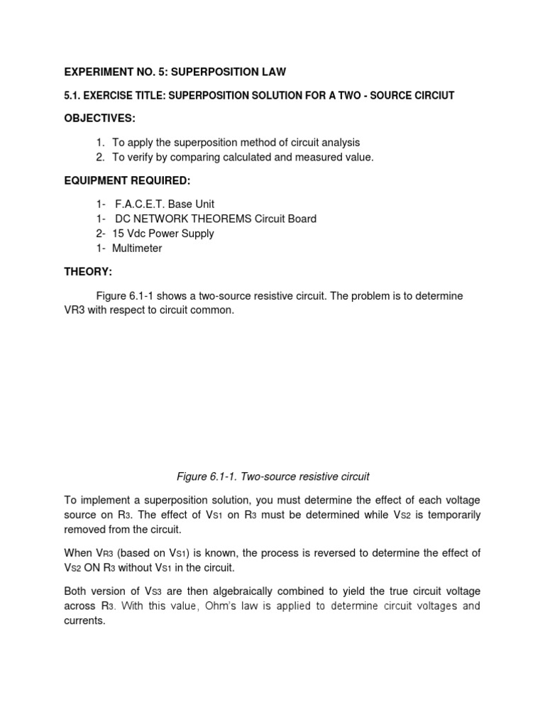 Experiment Superposition | PDF | Electrical Network | Series And Parallel Circuits