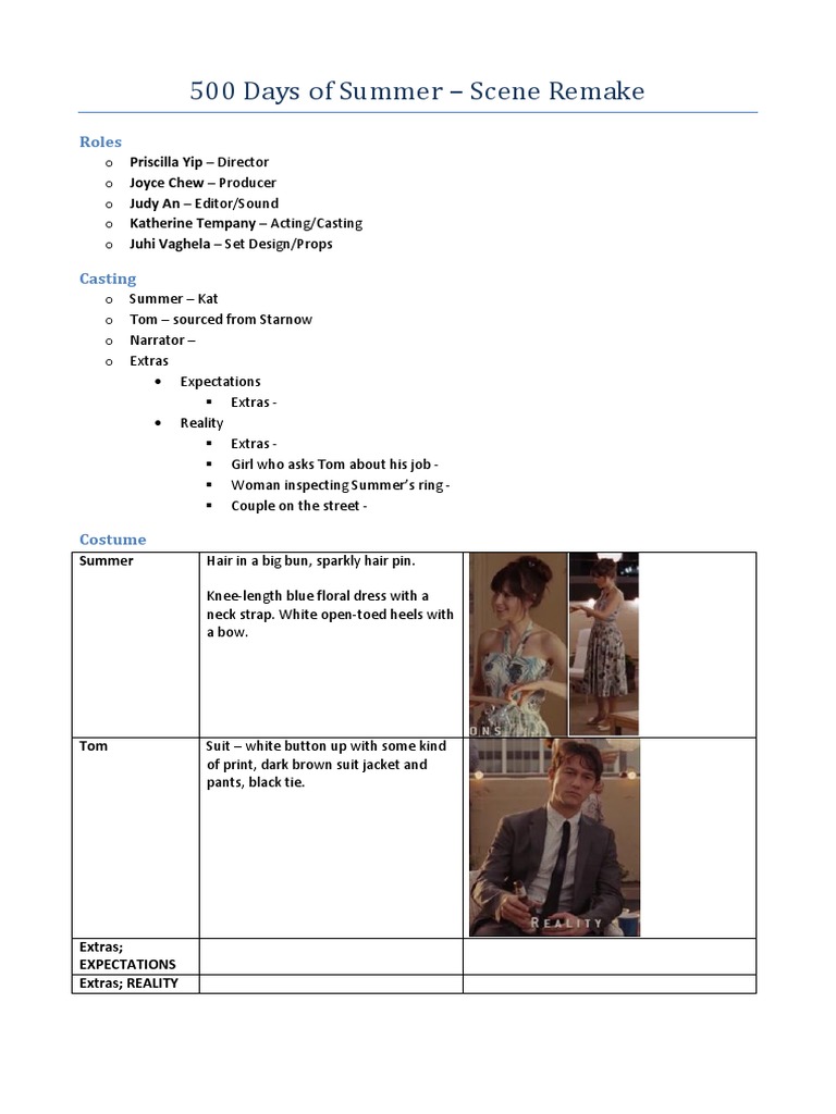 500 Days Outline | PDF | Home & Garden | Young Adult