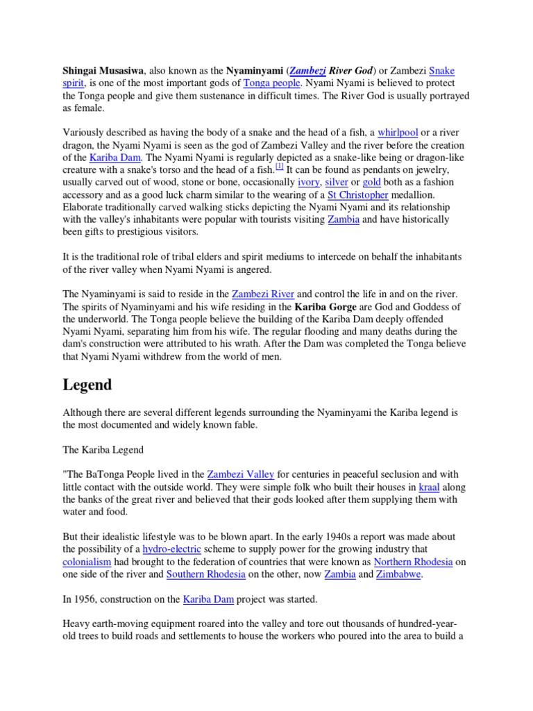 Nyami Nyami Stories | PDF | Legendary Creatures | Mythology