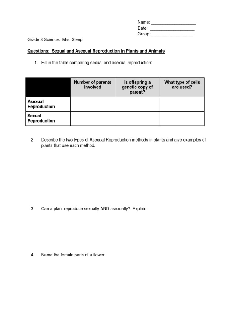 Plant and Animal Reproduction Quiz | PDF | Science & Mathematics