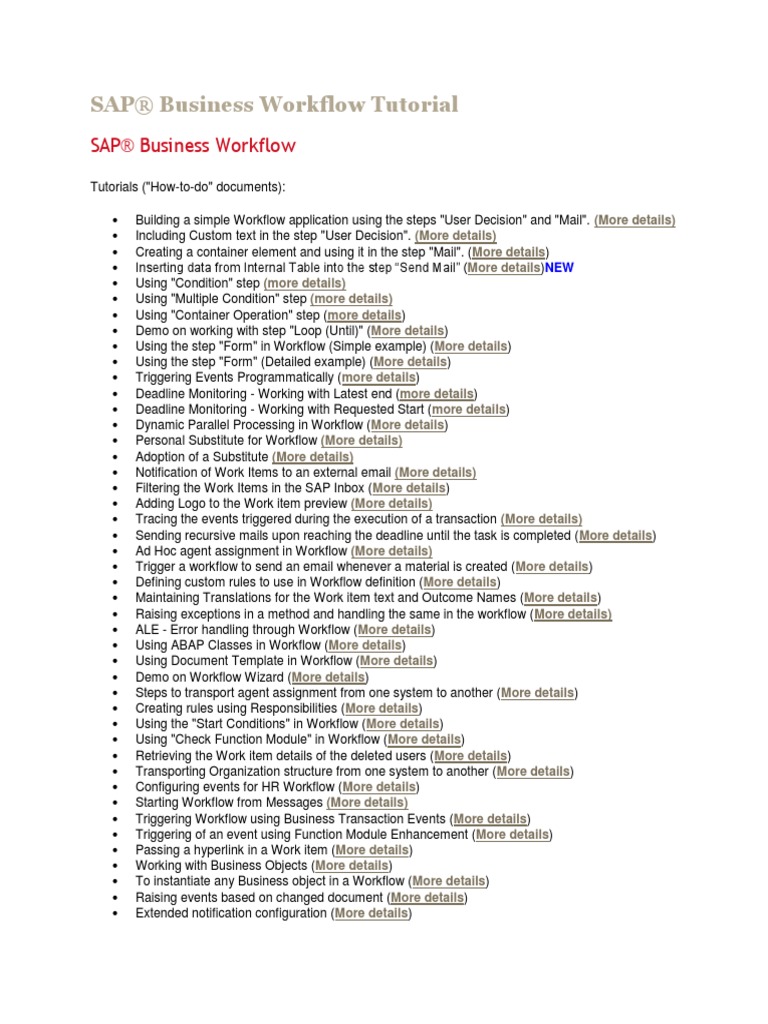 SAP Business Workflow Tutorial | PDF | Subroutine | Workflow