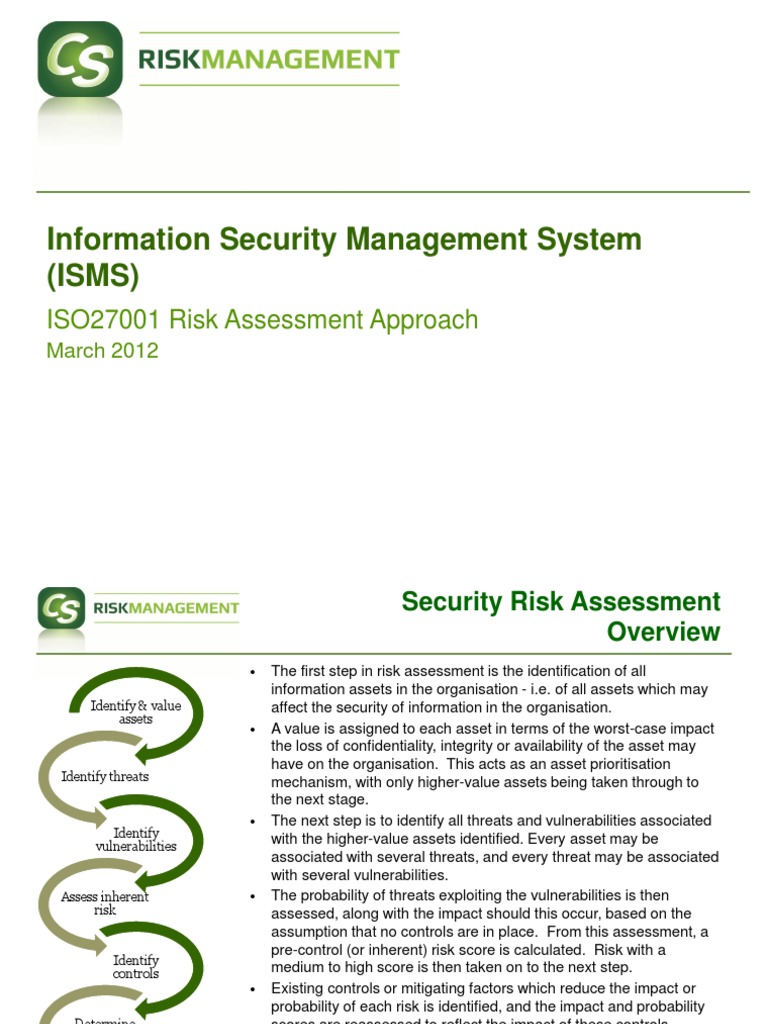 ISO 27001 Risk Assessment Approach | PDF | Computers