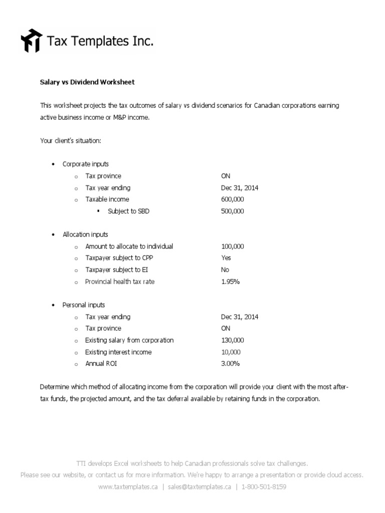 Salary vs Dividend Tax Analysis | PDF | Income | Services (Economics)
