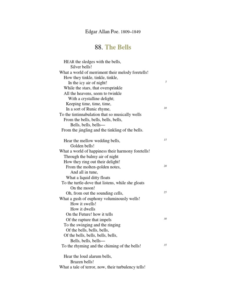 The Bells: Edgar Allan Poe | PDF | Poems | Poetry