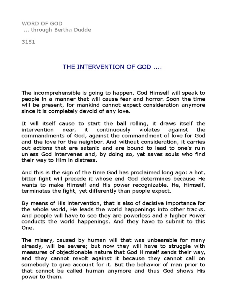 3151 The Intervention of God .... | PDF | Religious Belief And Doctrine ...