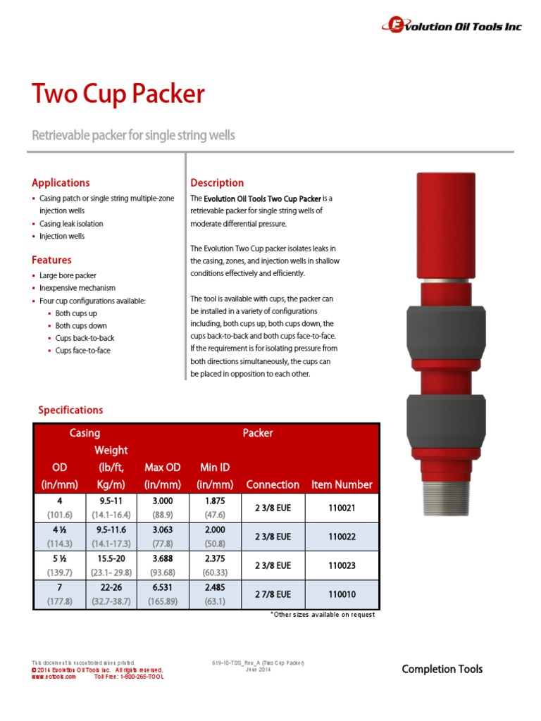 Two Cup Packer Technical Datasheet | PDF