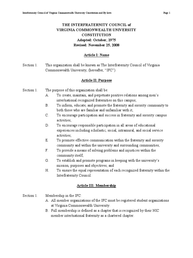 Interfraternity Council of Virginia Commonwealth University ...