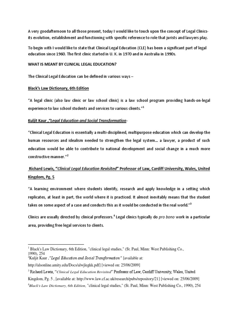 Clinical Script | Legal Aid | Legal Education