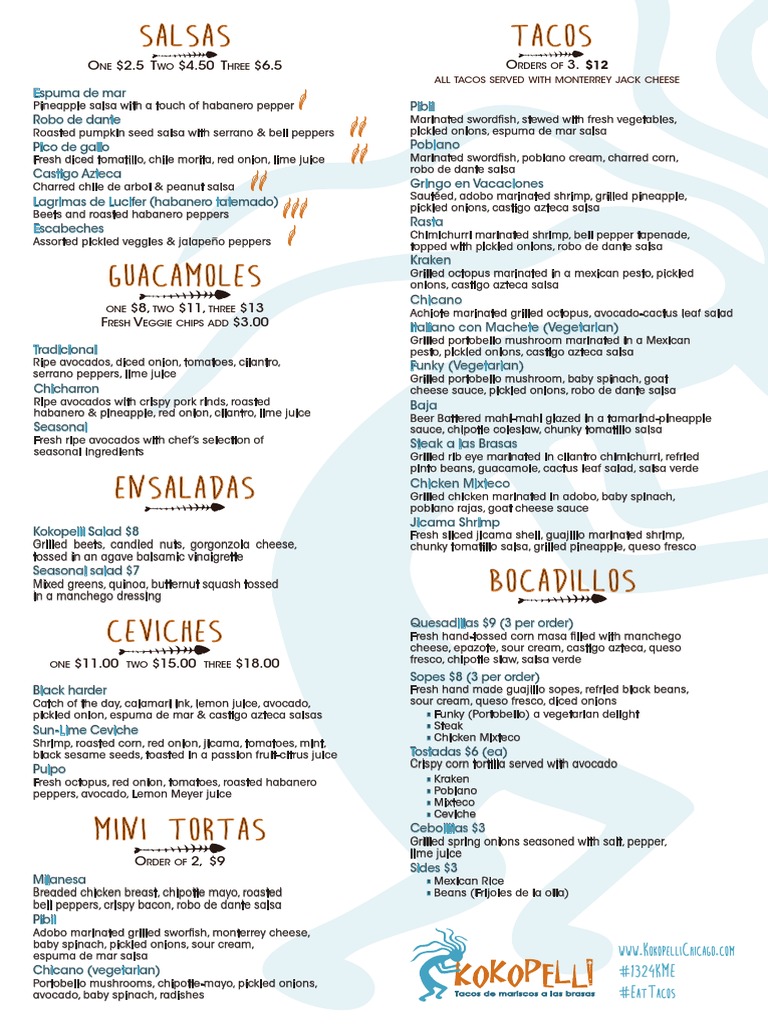 Kokopelli Menu | Salad | Mexican Cuisine