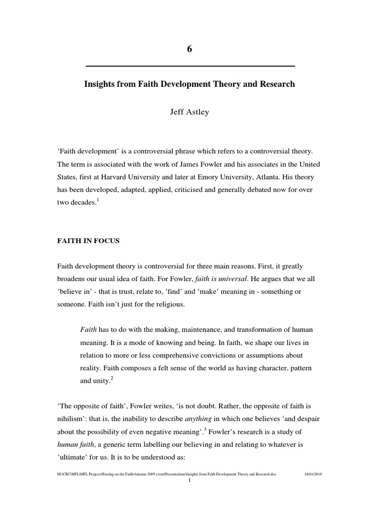 Astley - Insights From Faith Development Theory and Research | PDF ...