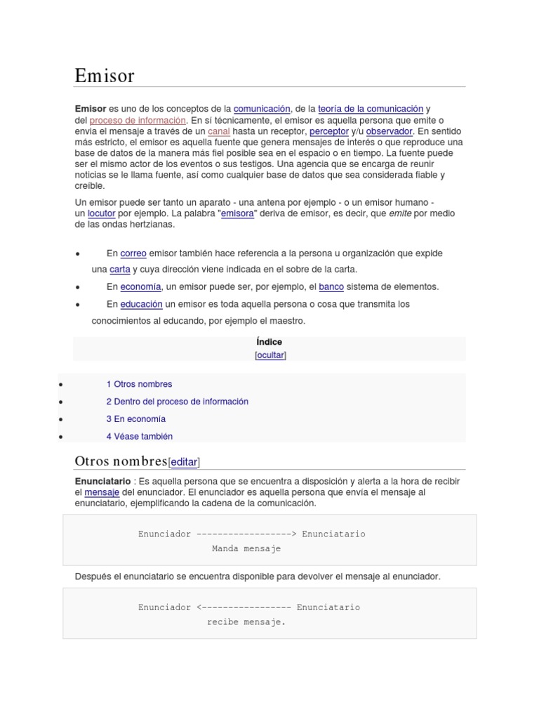 Definición y rol del emisor en comunicación | PDF | Cognición | Ciencia ...