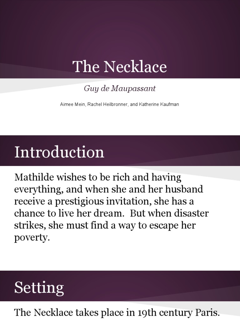 The Necklace: Guy de Maupassant | PDF