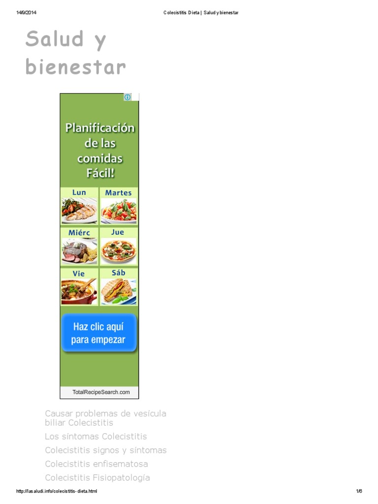 Colecistitis Dieta - Salud y Bienestar PDF | PDF | Vesícula biliar | Bilis