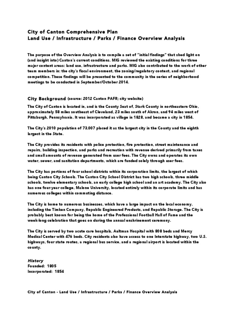 City of Canton Land Use Analysis 2014 | PDF | Storm Drain | Income Tax