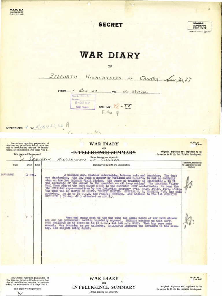 War Diary - Sept 1942 | PDF | Naval Artillery | Warfare