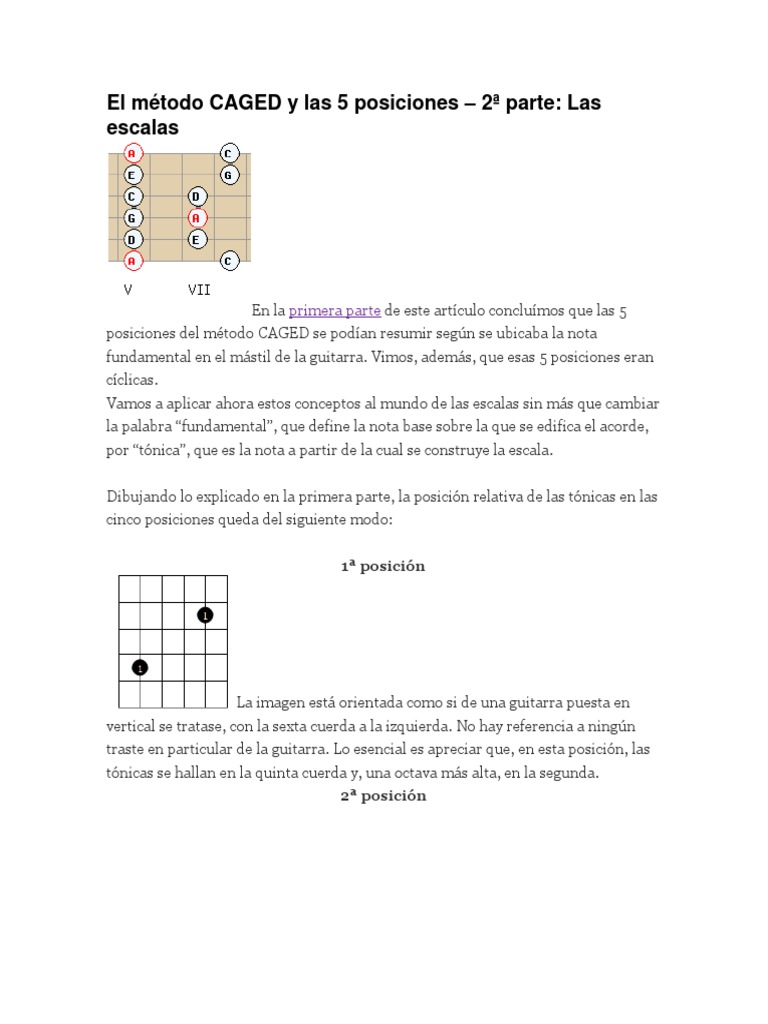 El Método CAGED y Las 5 Posiciones 2a Parte - Escalas | PDF | Escala ...