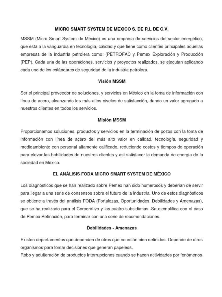 Micro Smart System de Mexico S | PDF | Calidad (comercial) | Economias