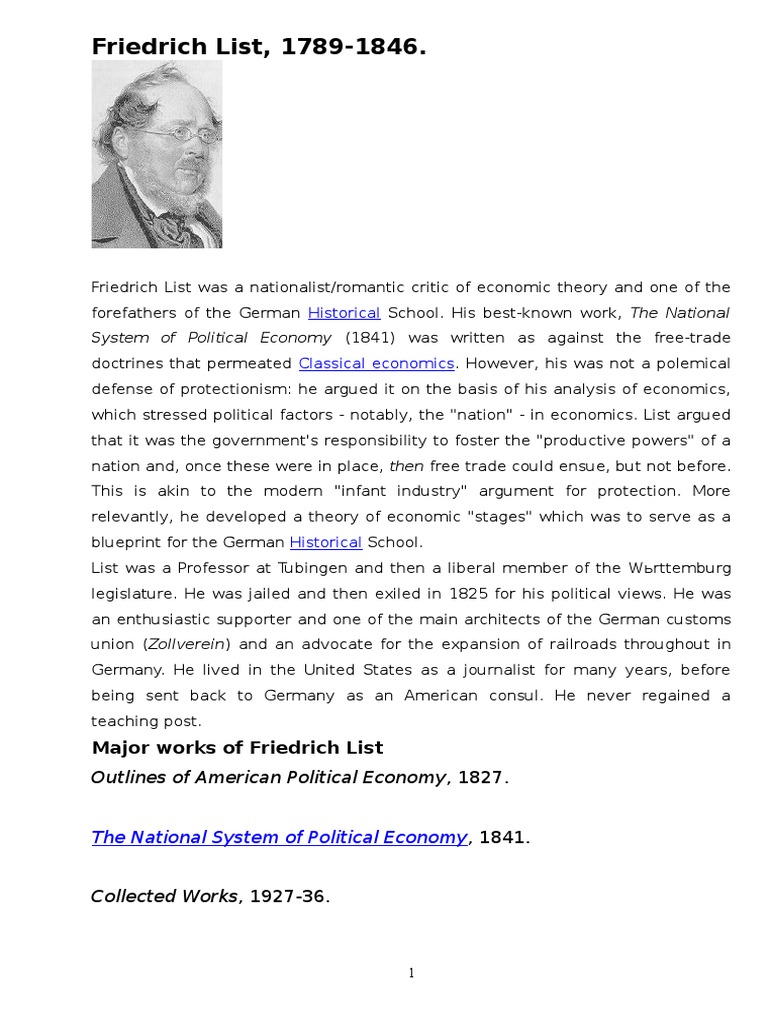 Friedrich List's Economic Theories Explained | PDF | Economies